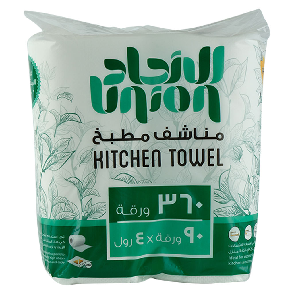 Buy Online Union 2 Ply Kitchen Towel Rolls, 90 Sheets - Pack of 4 ...