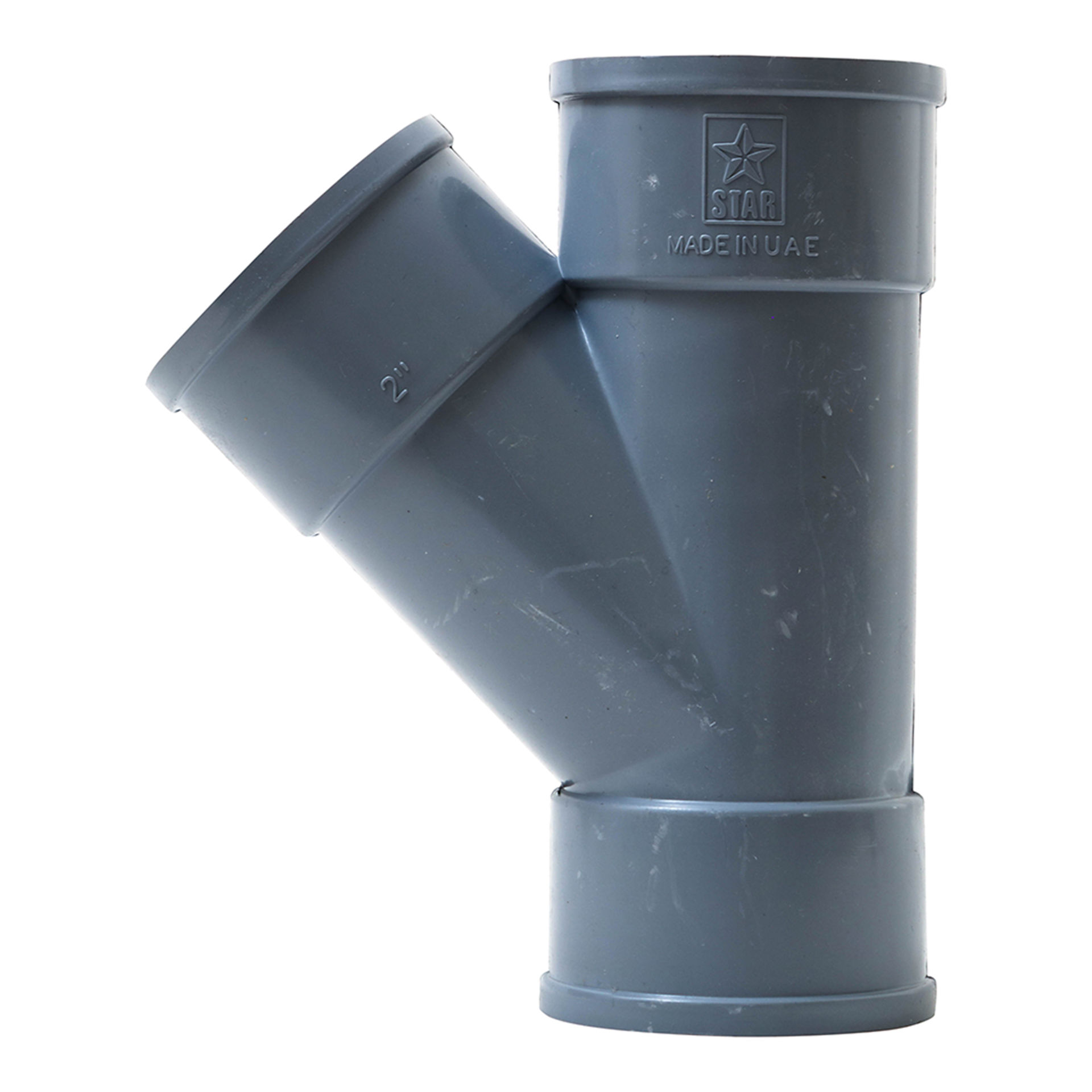 Buy Online UPVC Y Shaped T-Angled Pipe Fitting, 2 inch, Grey, Carton of ...