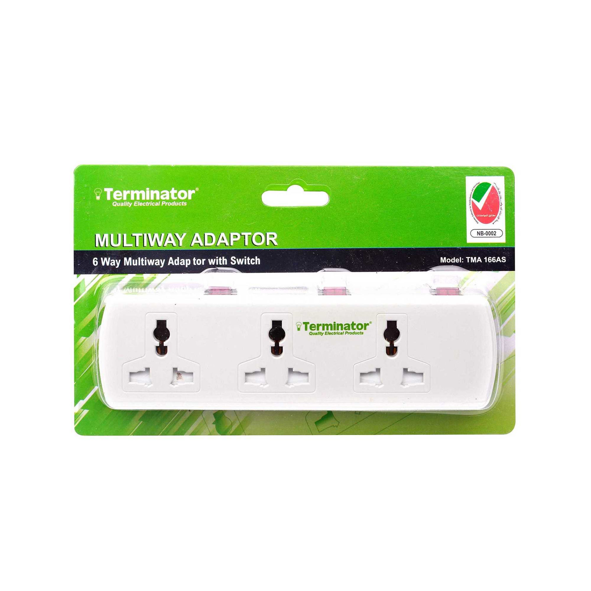 Buy Online Terminator 6 Way Universal T Socket with 3 Switches ...