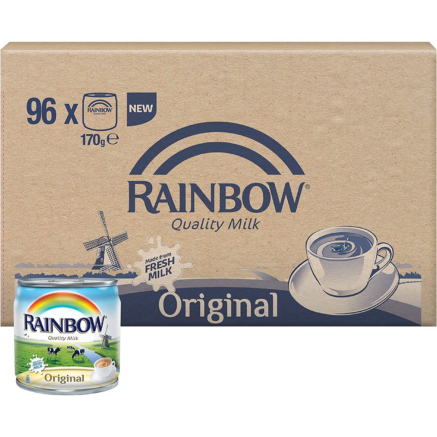 Buy Online Rainbow Original Evaporated Milk, 170g - Carton of 96 Pieces ...
